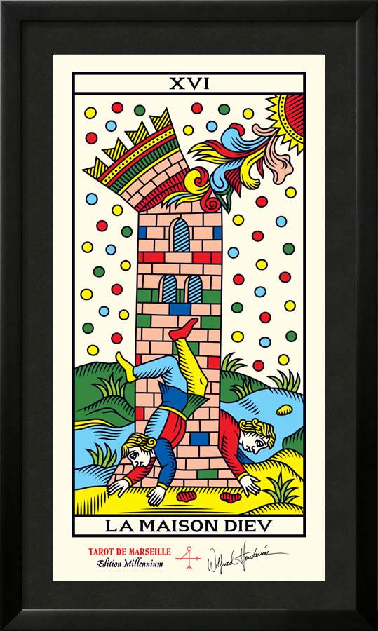 Quadro Emoldurado Taro De Marseille Arcano Maior 16 A Casa De Deus Ou A Torre De Wilfried